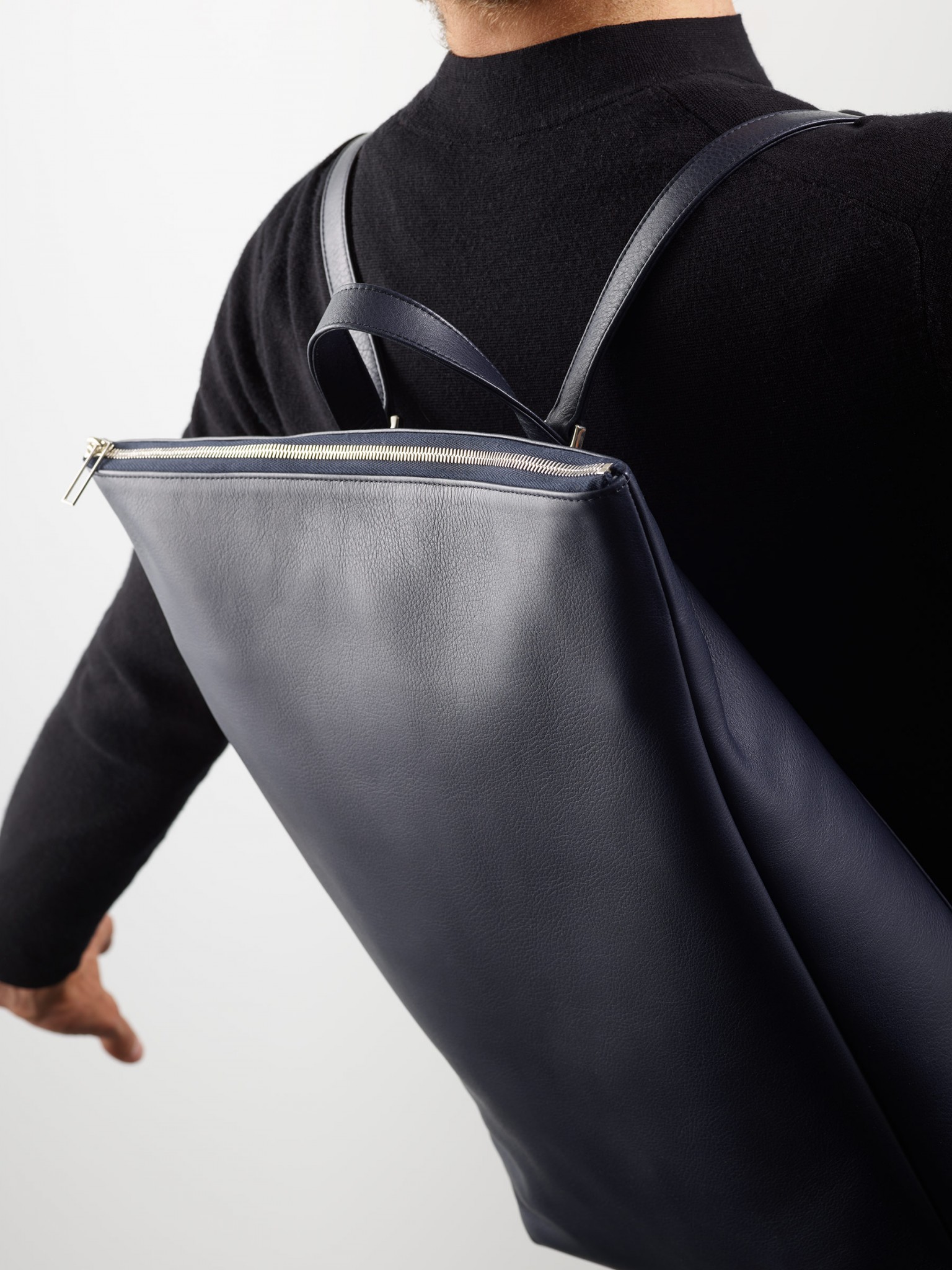 MARSH backpack in navy blue calfskin leather | TSATSAS