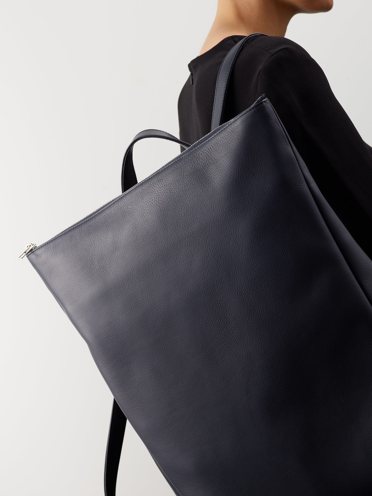 MARSH backpack in navy blue calfskin leather | TSATSAS