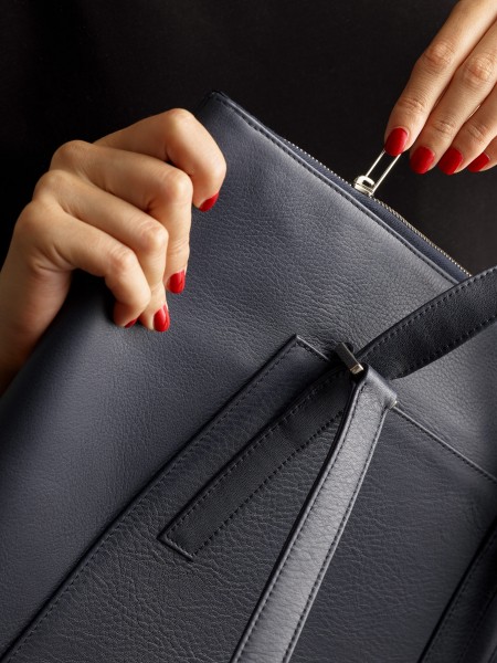 MARSH backpack in navy blue calfskin leather | TSATSAS