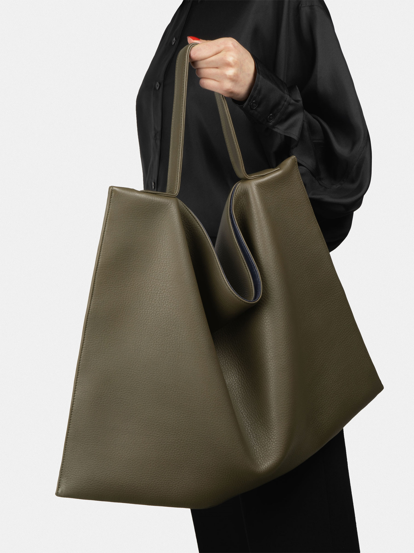 NATHAN shoulder bag in khaki green calfskin leather | TSATSAS